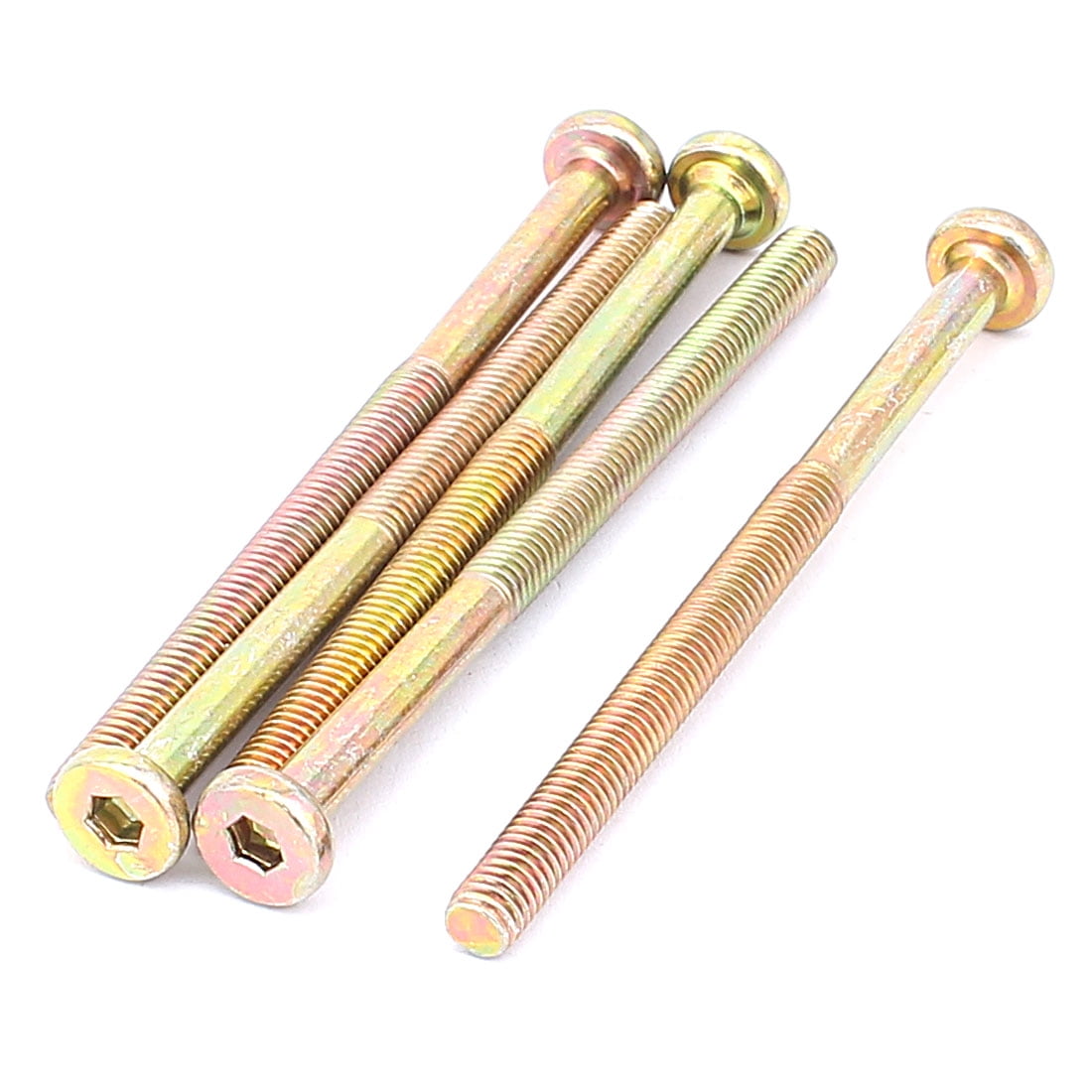 M6 X 90mm Threaded Hexagon Socket Head Cap Screw Bolt Bronze Tone 5 Pcs