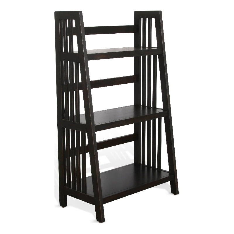 Sunny Designs Scottsdale 48" Mahogany Wood Folding Bookcase in Black ...