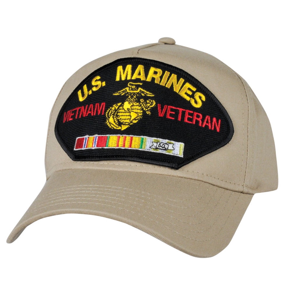 Unisex High Profile USMC Vietnam Veteran With Service Ribbons Khaki Hat ...