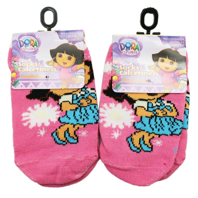 Dora the Explorer Springtime Dress Pink Colored Socks (1 Pair, 4-6 ...