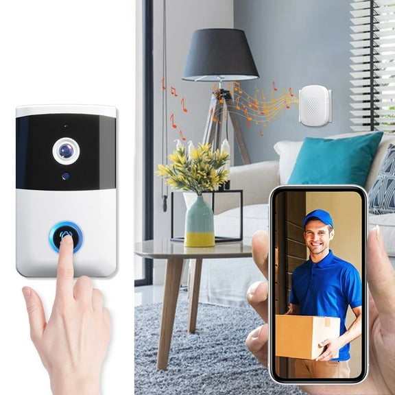 1080p Wireless Smart Doorbell Camera with Doorbell Receiver, HD Live ...