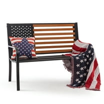 Backyard Expressions Metal American Flag Patio/Garden Outdoor Bench ...
