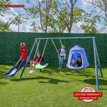 Sportspower Outdoor Super 8 Fun Metal Swing Set with 6’ Heavy Duty ...