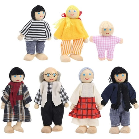 Qianli Wood Miniature Family Dolls Decor Family Doll Figures Miniature ...