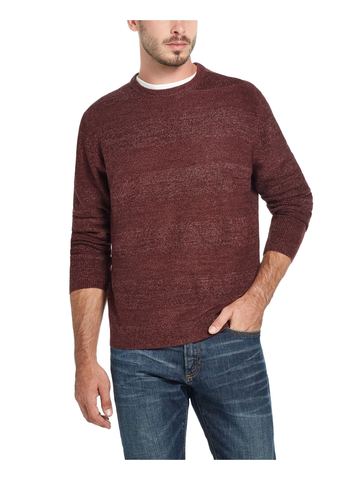 Weatherproof Vintage Mens Ribbed Trim Striped Crewneck Sweater ...