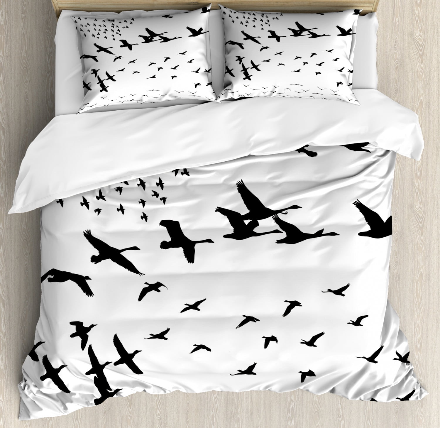 Black Crow Duvet Cover Set King Size, Flying Flock of Birds ...