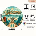 2D Flat Beach-Themed Round Metal Welcome Sign Wreath Set for Home ...
