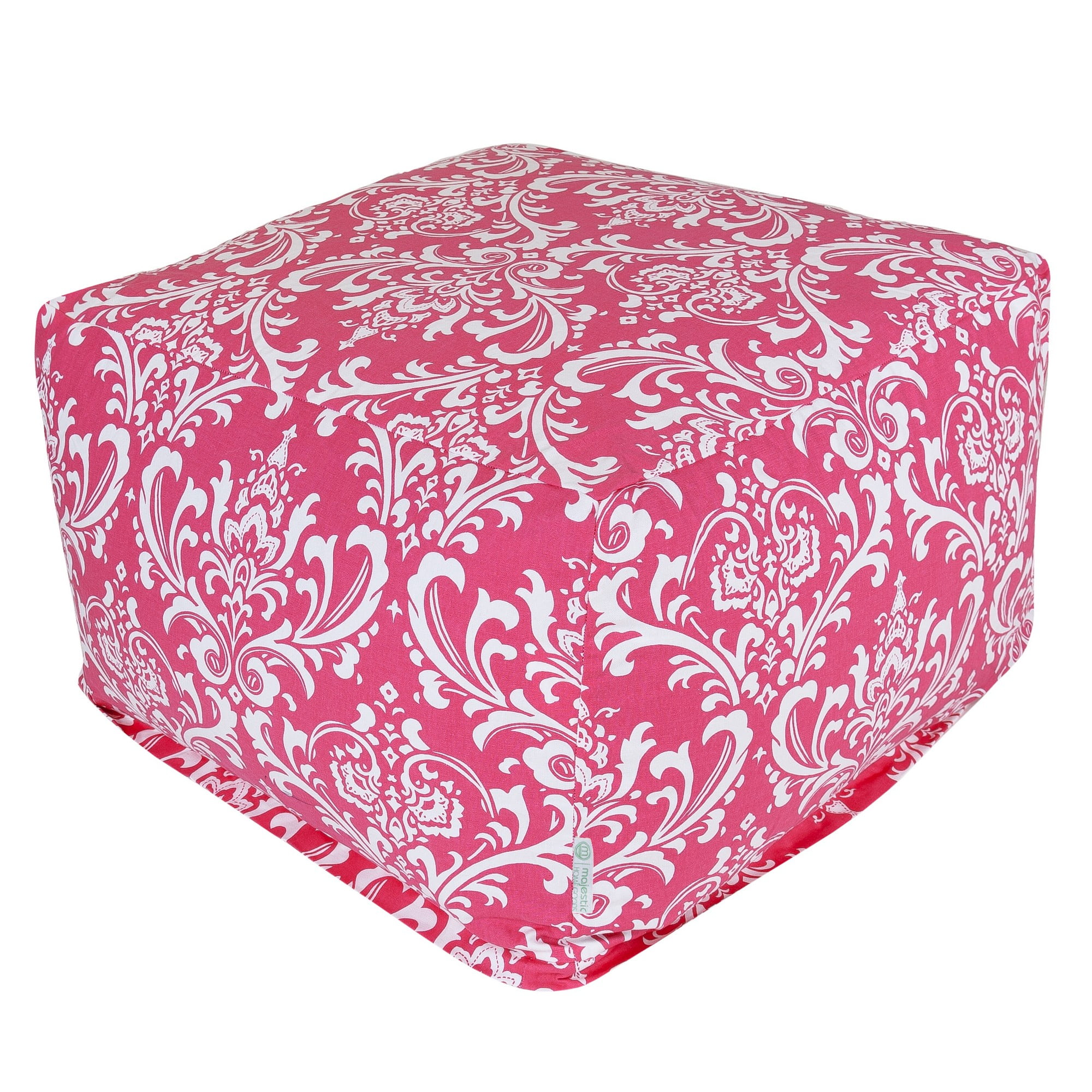 Majestic Home Goods Indoor Cotton Hot Pink French Quarter Ottoman Pouf ...