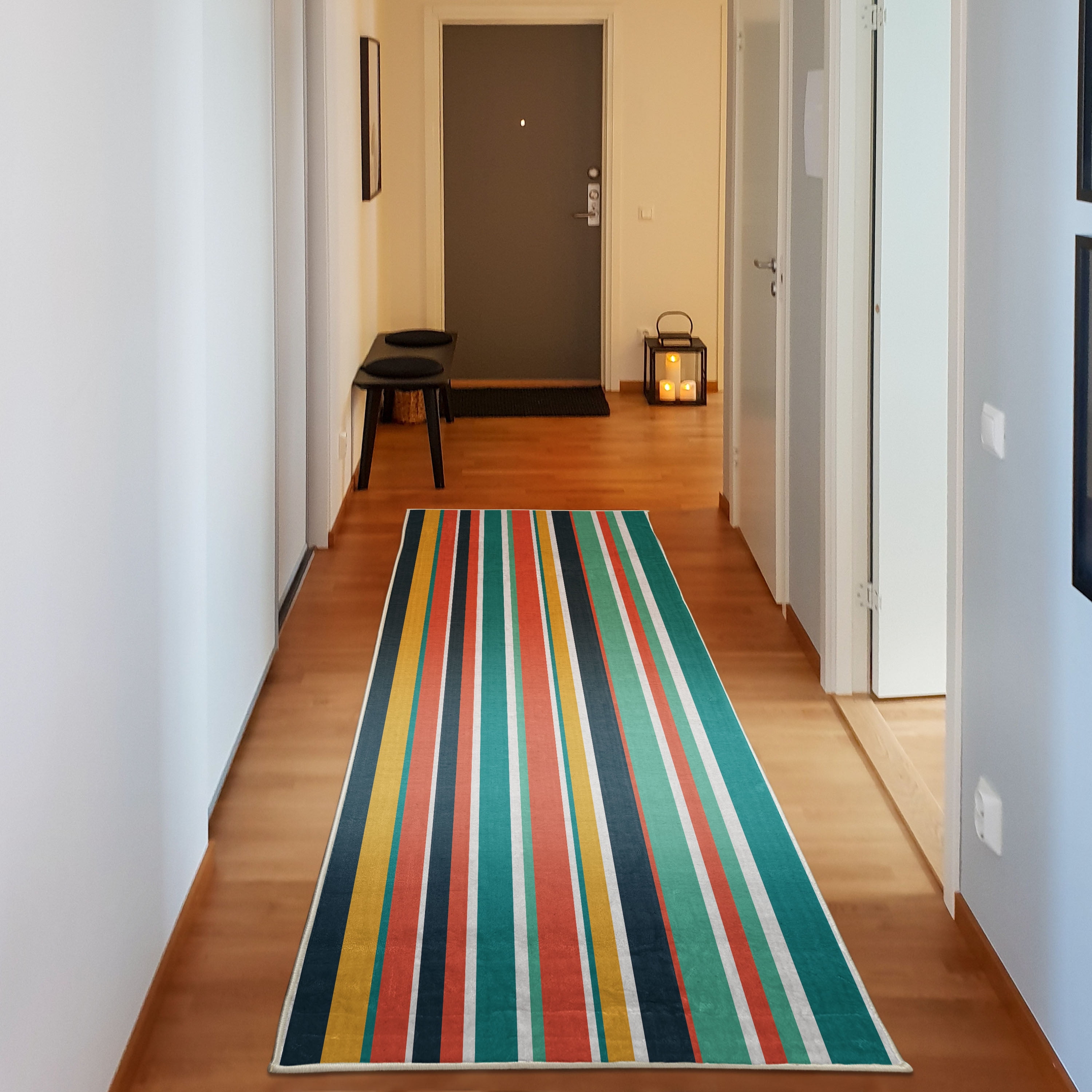 Pastel Decorative Rug, Vertically Striped Pattern Different Color ...