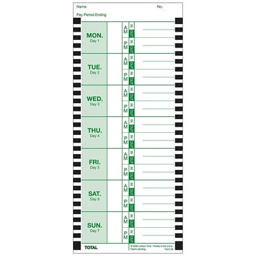 Yescom 50 Count Weekly Time Clock Cards Timecard for Employee ...