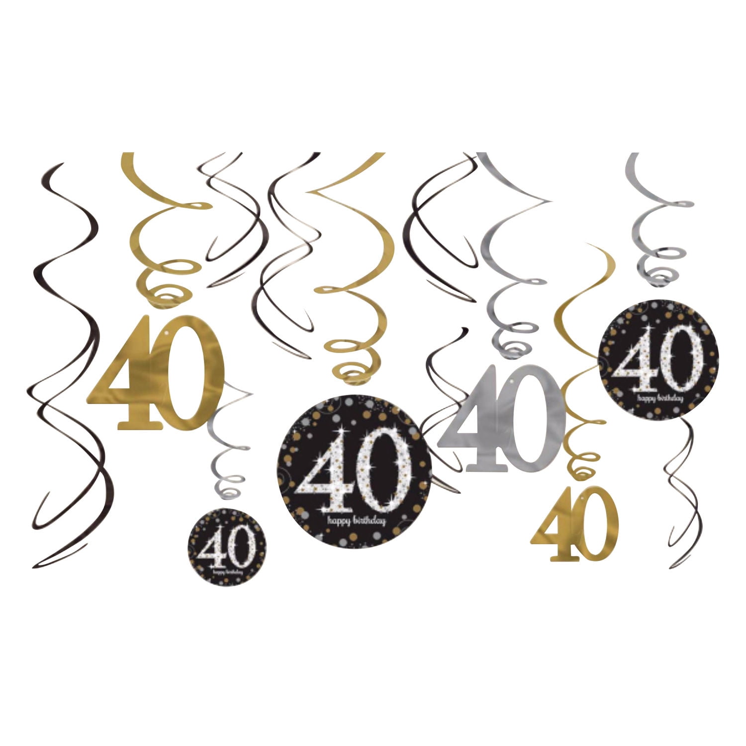 Click here for Amscan Gold Celebration 40th Birthday Swirl Decora... prices