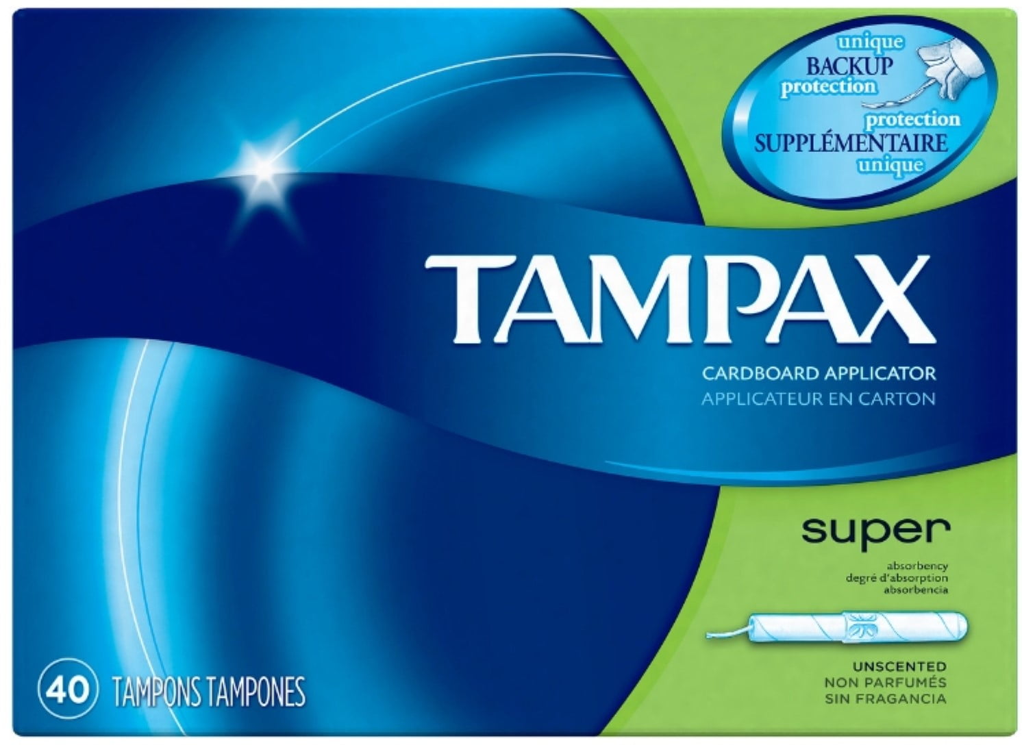 Tampax Cardboard Applicator Tampons Super Absorbency 40 Ea Pack Of 4