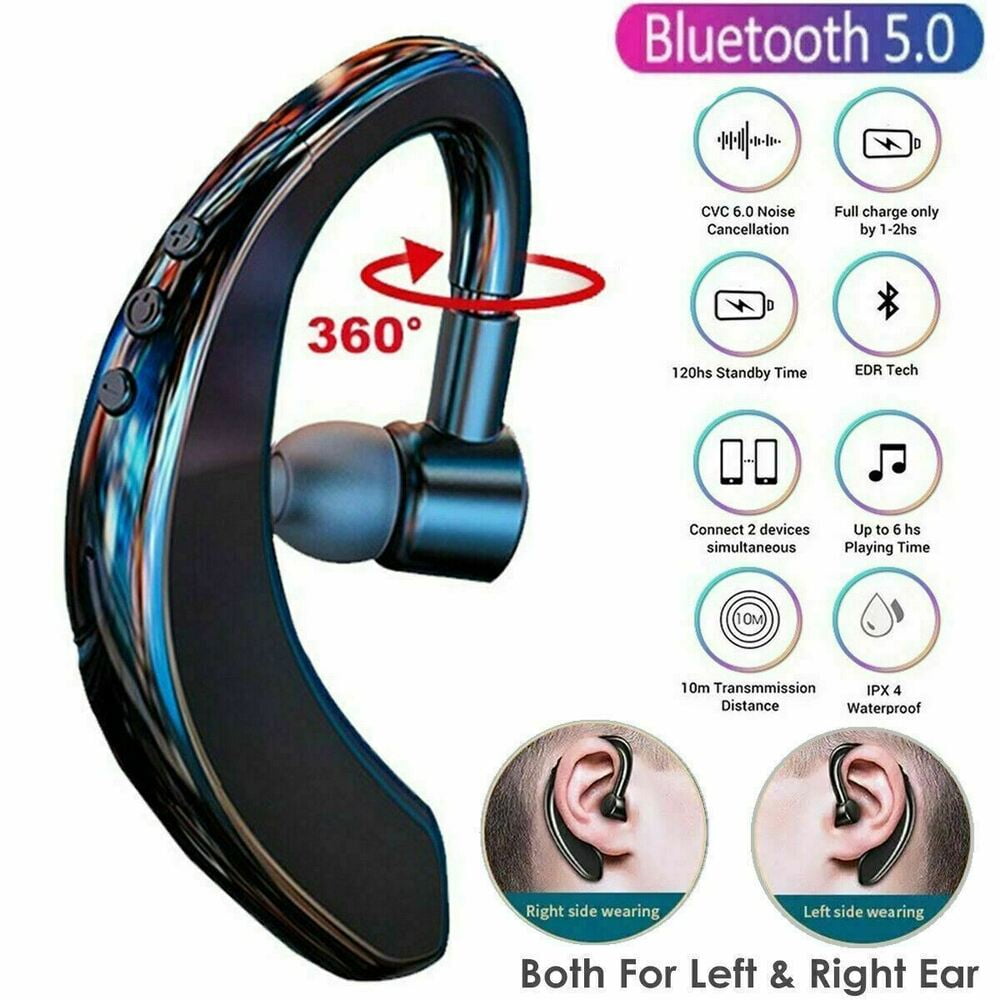 Wireless Bluetooth 5.0 Earpiece Headset Driving Trucker Earbuds Noise ...