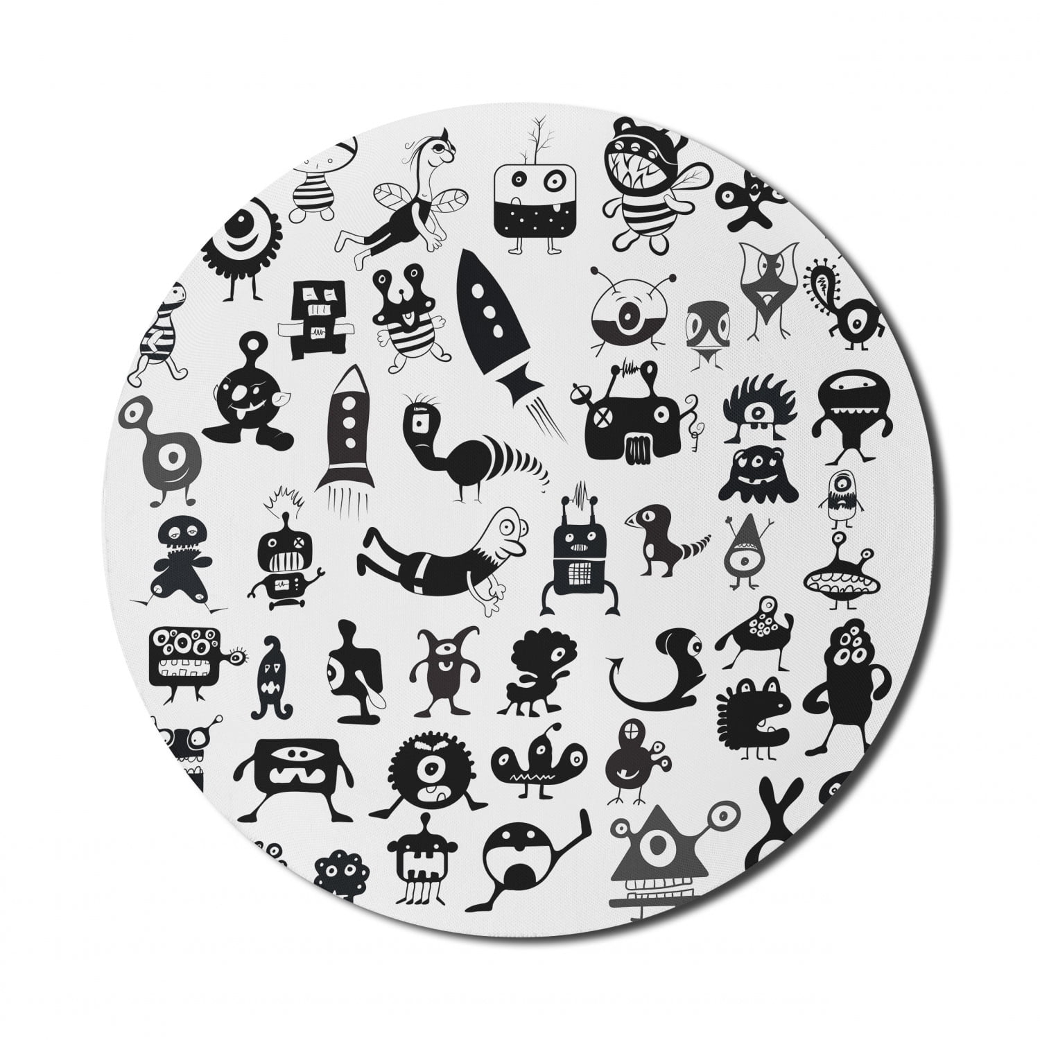 Hipster Mouse Pad for Computers, Cartoon Style Doodles with Space ...