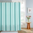 Aqua White Stripes Shower Curtain Set with Hooks, Modern Minimalist ...