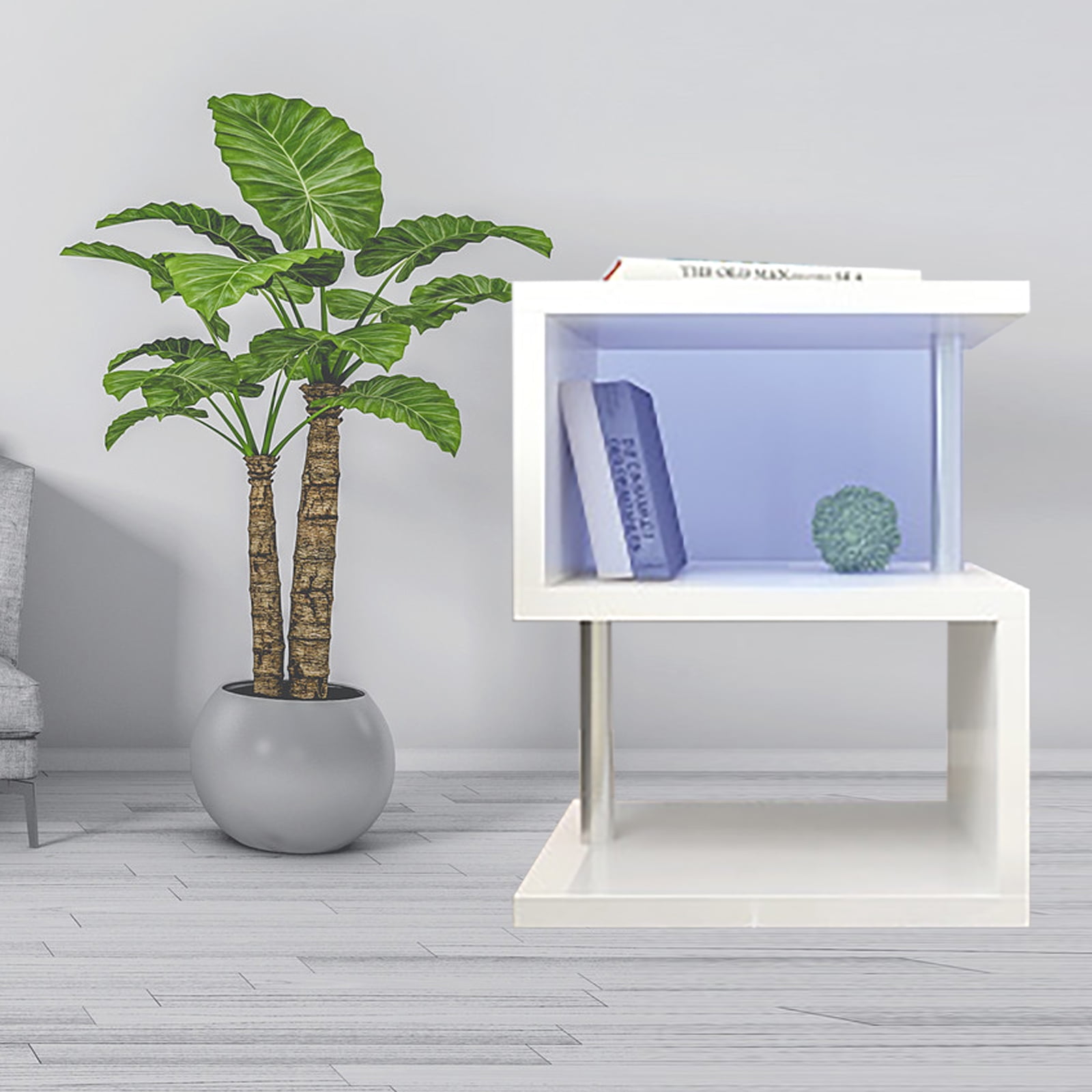 Modern LED S-Shaped High Gloss Small Tea Table Coffee Table 3 Tier Sofa ...