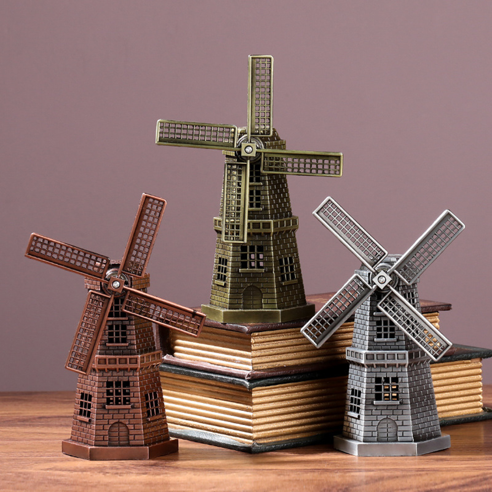 Hadanceo Windmill Model Rotatable Vintage Style Antique Bronze Metal ...