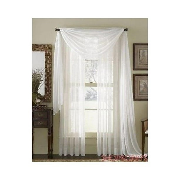 Linda Voile Sheer Solid Window Scarf, White, 55x216 - Walmart.com ...