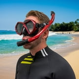 Reef Tourer Semi-Dry Snorkel, Black/Metallic Dark Red - Walmart.com