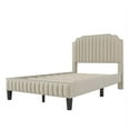 Linen Upholstered Bed Frame, Queen Size Platform Bed with Tufted ...