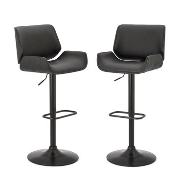 Glitzhome 2 Pcs Mid-Century Counter Stools Adjustable Bar Stool Soft ...