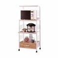 59.5" Tall 3-Tier Microwave Kitchen Cart with Drawer&Outlet Natural ...