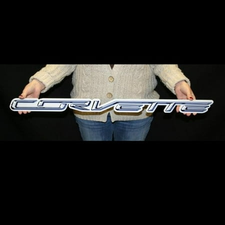 C7 Corvette Wall Emblem Script Large Metal Art 2014 and Newer Corvettes ...