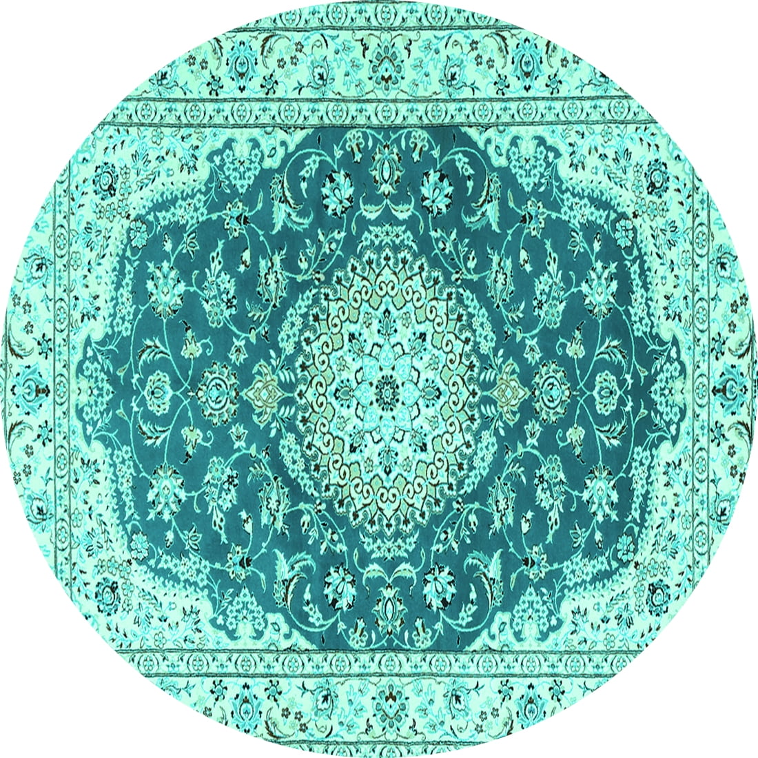 Ahgly Company Indoor Round Persian Turquoise Blue Traditional Area Rugs ...