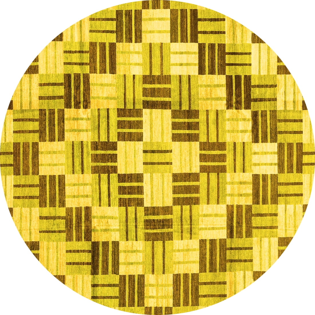 Ahgly Company Indoor Round Checkered Yellow Modern Area Rugs, 6' Round ...