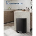 Black 13 Gallon Stainless Steel Step-On Trash Can, Soft Close Lid ...