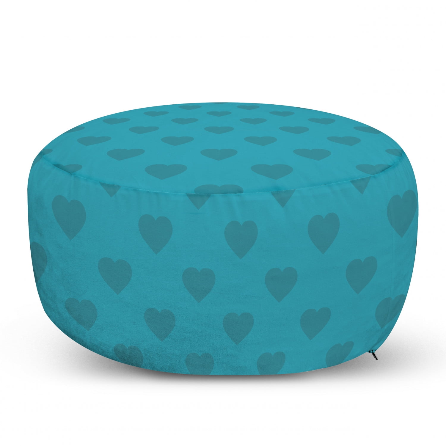 Funky Pouf Cover with Zipper, Heart Shapes on Plain Background Romantic ...