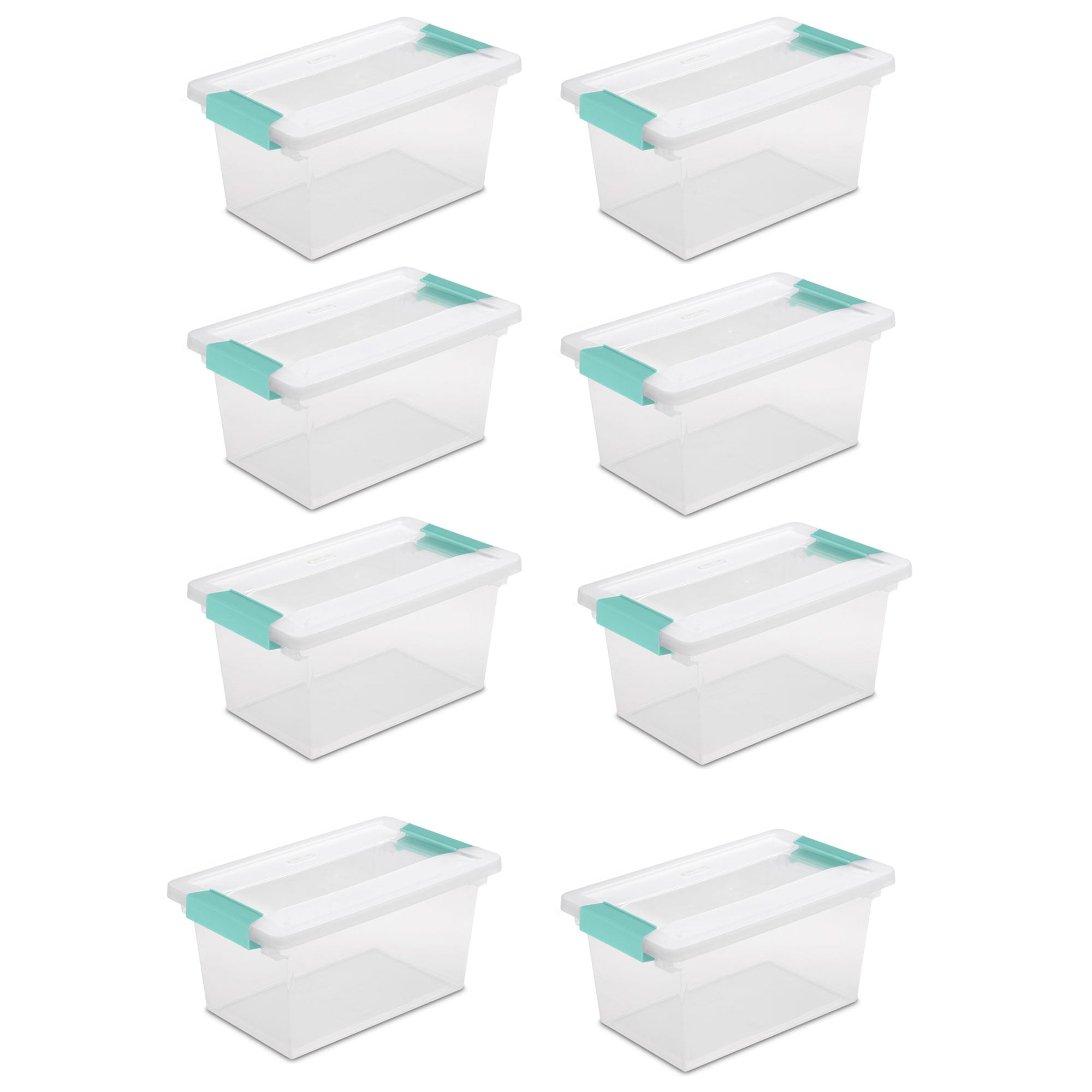 Sterilite Plastic Medium Clip Storage Box Container w/ Latching Lid, 8 ...