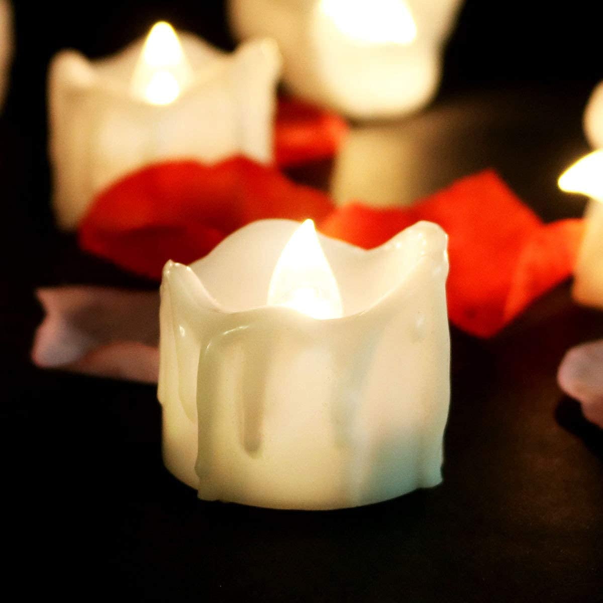 Pack of 12 Realistic Fake Flameless Candles with Timer Flickering ...