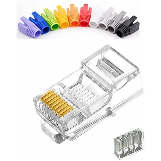 50 Pcs Cat6 RJ45 Connectors, Cat6 RJ45 Plugs, Cat6 3-Piece Crystal ...