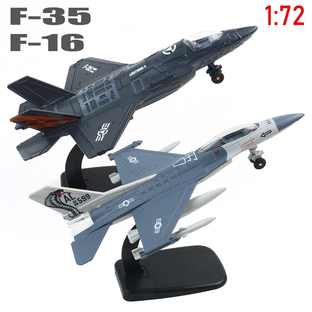 F-35 + F-16 Fighter Jet Aircraft Diecast Plane Model w/ Light&Sound ...