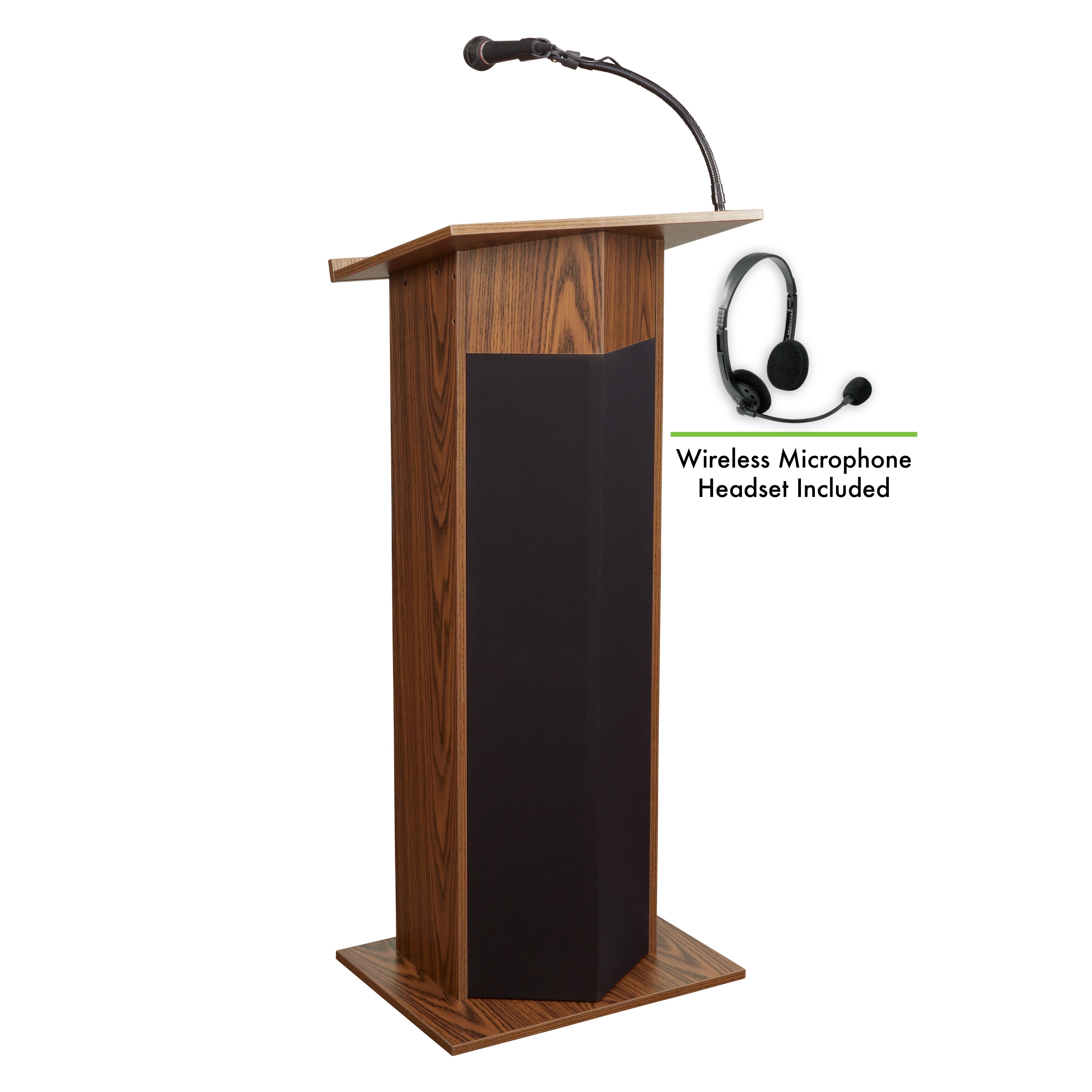 Oklahoma Sound® Power Plus Lectern with Wireless Headset Mic, Medium ...