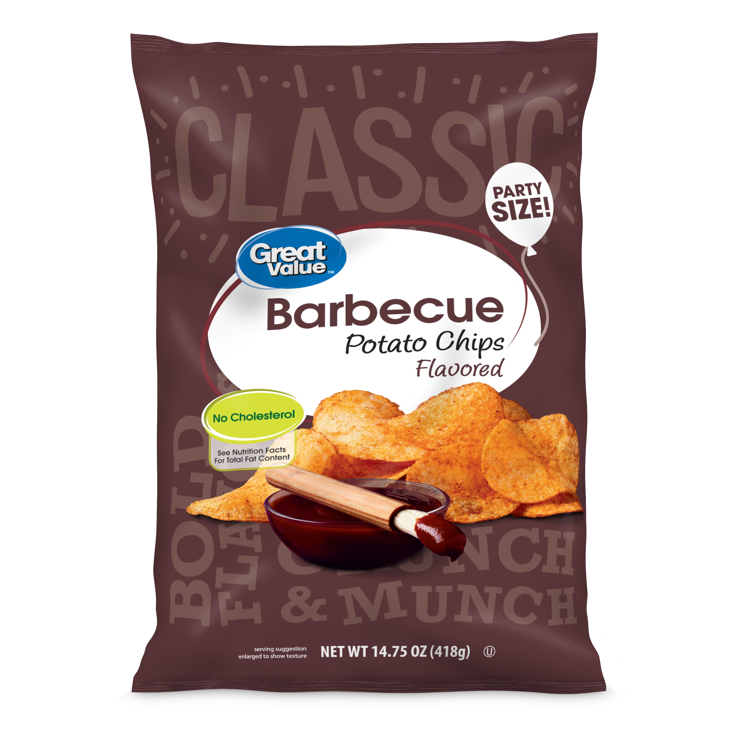 Great Value Barbecue Flavored Potato Chips, Party Size, 14.75 oz ...