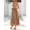 Khaki Sleeveless Crew Neck Lace Eyelet A-Line Flowy Tank Maxi Dress ...