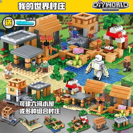 Minecraft Villagers Small Buildings Blocks Steve Action Figures ...