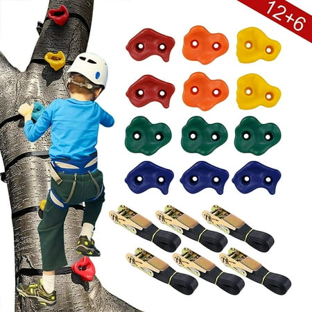 PLYFUNS 12 Ninja Tree Climbing Holds for Kids - Rock Climbing Holds ...