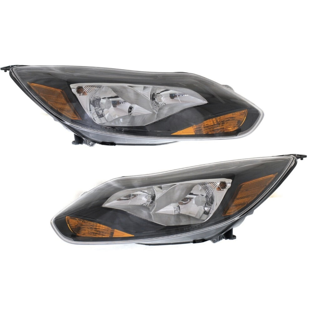 Black For Ford 2012-2014 Focus Headlights Headlamps Pair Left+Right ...