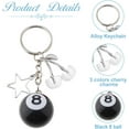 3pcs 8 Ball Keychain 3 Colors Pool Ball Keychains Black Eight Ball Keychain with Star Cherry ...