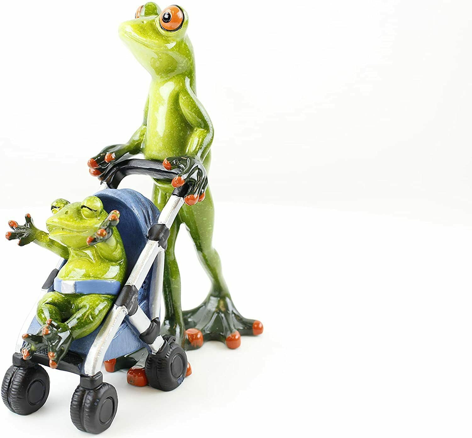 Novelty Funny Frogs Decor. Daddy w/ Baby /Stroller Tabletop Statue ...