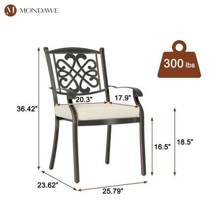 Mondawe 4-Piece Cast Aluminum Diagonal-Mesh Vines Backrest Dining ...