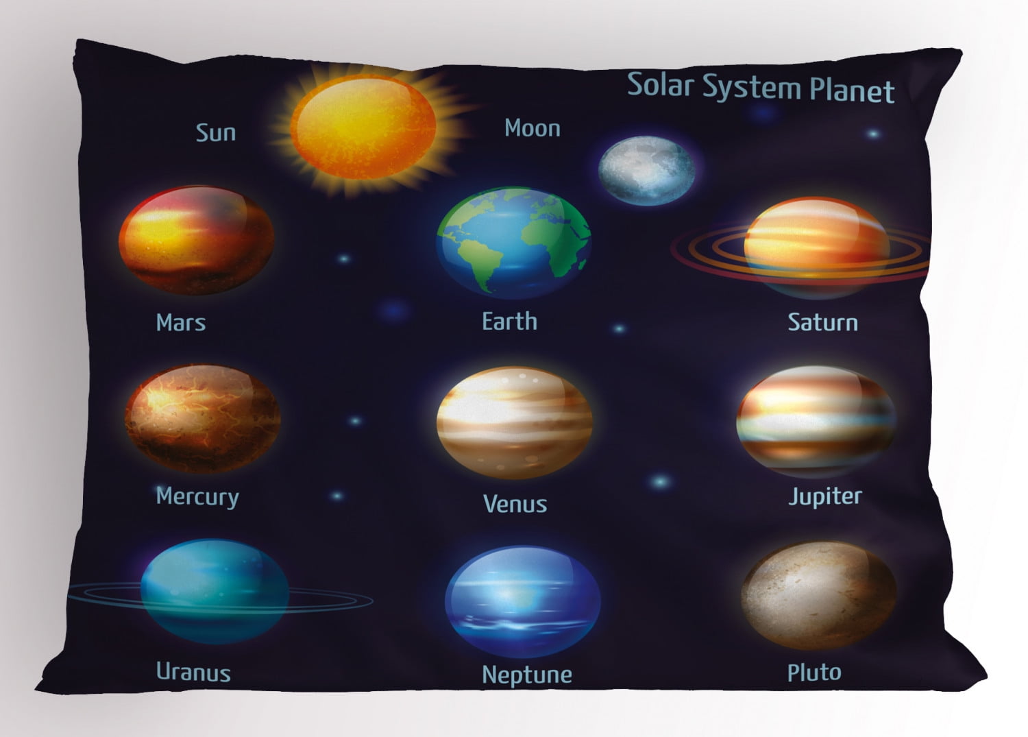 Educational Pillow Sham Solar System Planets and the Sun Pictograms Set ...