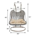 Double Seats Outdoor Wicker Swing with Beige Cushion & Frame Wicker ...