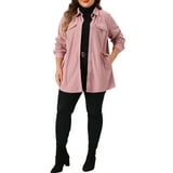 Plus Size Women's Corduroy Shirts Long Sleeve Button Down with Pocket ...