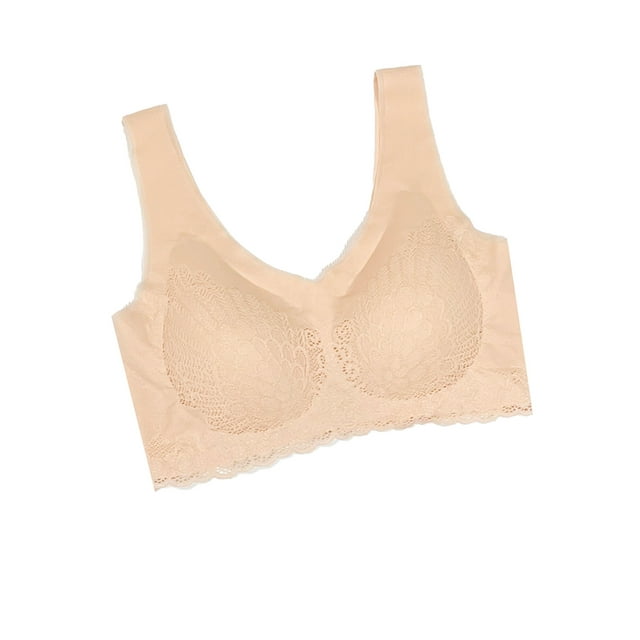 Lovito Women's Lace Bra Soft Wireless Seamless Padded Vest Bras ...
