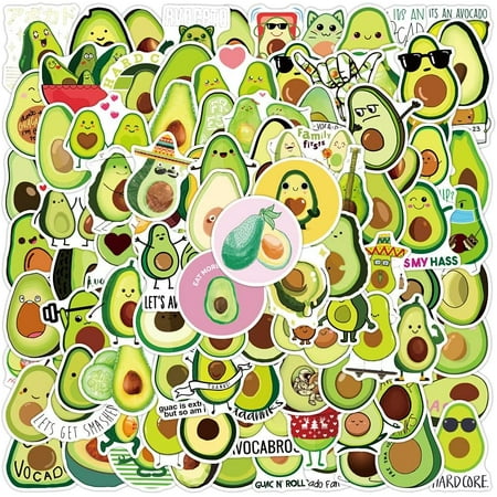 100 Packs Cute Avocado Stickers Water Bottles Laptop Phone Motorcycle ...