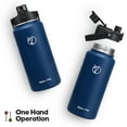 HydroPal 64oz Stainless Steel Water Bottle with 2-in-1 Leak Proof Lids ...